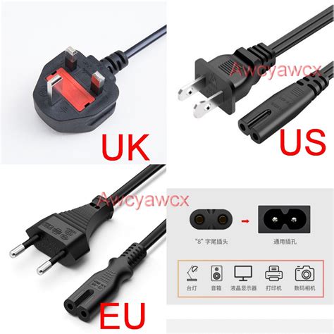 Ac Cable 100v 240v Power Ps4 Ps3 Ps2 Adapter Cord 150cm 1 5m 2 Prong C7 Laptop Lead 3 Pin