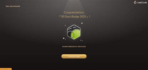 Leetcode Codingjourney Problemsolving Consistency Milestone Jehu Hemanth Gunturu