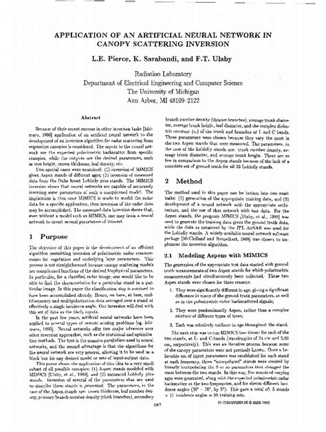 Application of an Artificial Neural Network in Canopy Scattering Inversion | IEEE Conference ...