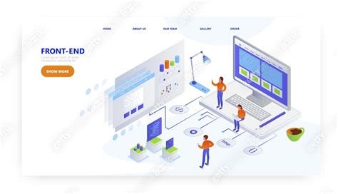 Front End Landing Page Design Website Banner Vector Template Frontend Developer Programmer