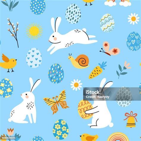 블루 부활절 원활한 패턴 벡터 텍스처입니다 부활절 배경 부활제에 대한 스톡 벡터 아트 및 기타 이미지 부활제 배경 주제 0명 Istock