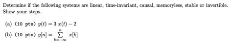 solved determine if the following systems are linear