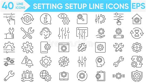 Setting Setup Line Icons Vector And Illustrator Set Stock Illustration Illustration Of Icon