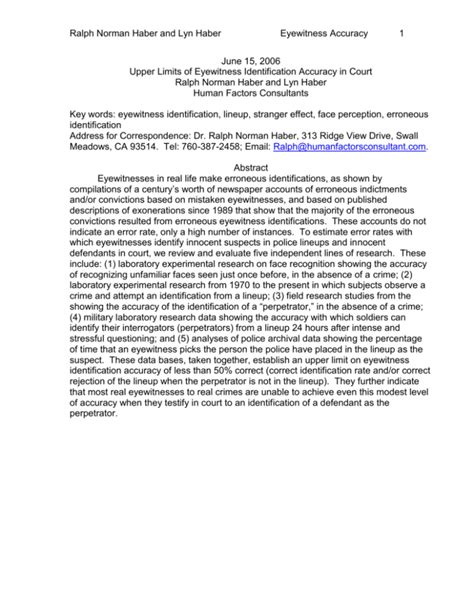 Eyewitness Lineup Identification Accuracy