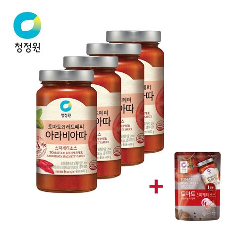 [청정원 가정의 달 기획] 아라비아따 스파게티소스600g 4ea 증정 싱글파우치토마토소스 170g Lg생활건강 가족몰