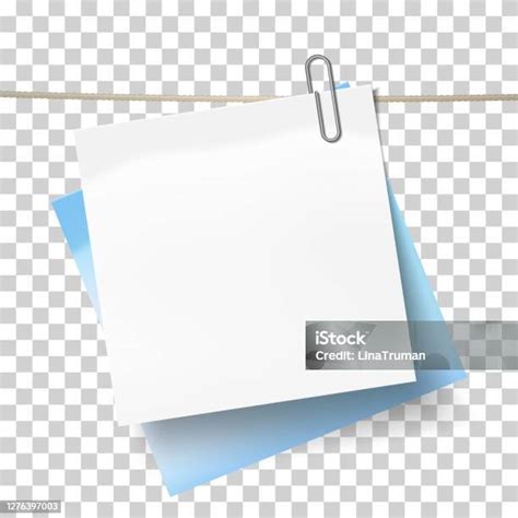 파란색 스티커 메모와 흰색 종이 종이 테이프에 금속 종이 클립부착 디자인용 템플릿입니다 벡터 일러스트레이션 0명에 대한 스톡 벡터 아트 및 기타 이미지 Istock