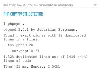 PHP Static Analysis And Documentation Generators Burningkeyboards PDF