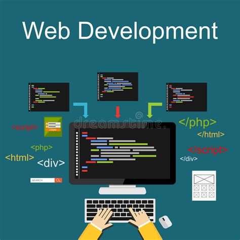 Programming Illustration Programmer Working Place Illustration Concept