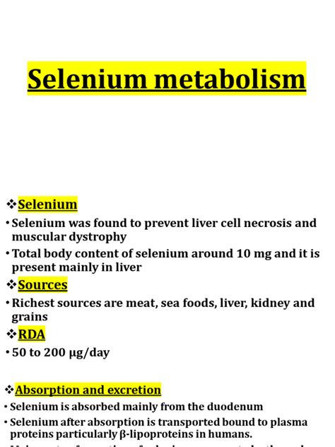 Selenium Metabolism Pdf