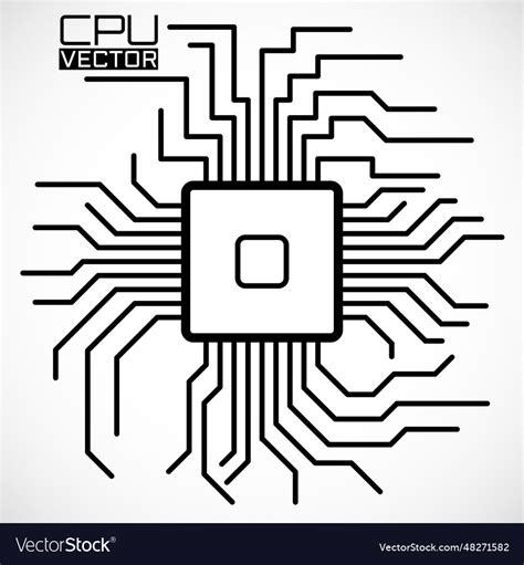 Cpu Microprocessor Microchip Circuit Board Vector Image