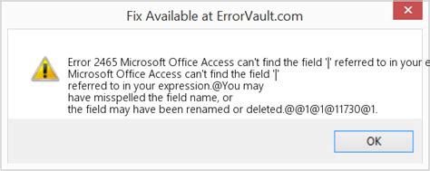 How To Fix Error 2465 Microsoft Office Access Cant Find The Field