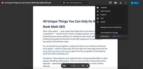how to easily embed a pdf in wordpress rank math