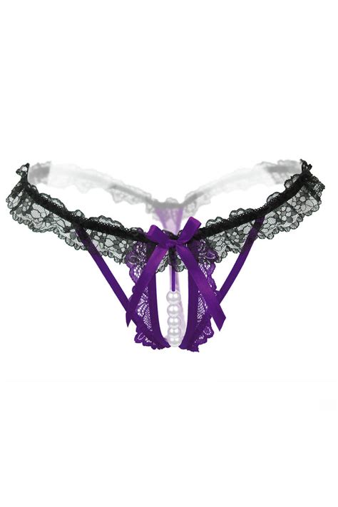 Ruffled Lace Pearl Thong Lace Ruffle Thong With Pearls