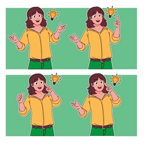 premium vector woman thinking and finding solution with light bulb symbol