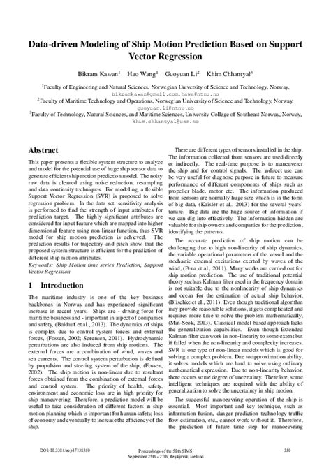 pdf data driven modeling of ship motion prediction based on support