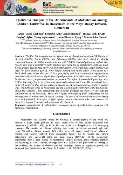 Pdf Qualitative Analysis Of The Determinants Of Malnutrition