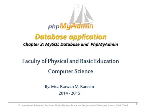 Mysql Database With Phpmyadmin Pptx Databases Computer Software And Applications