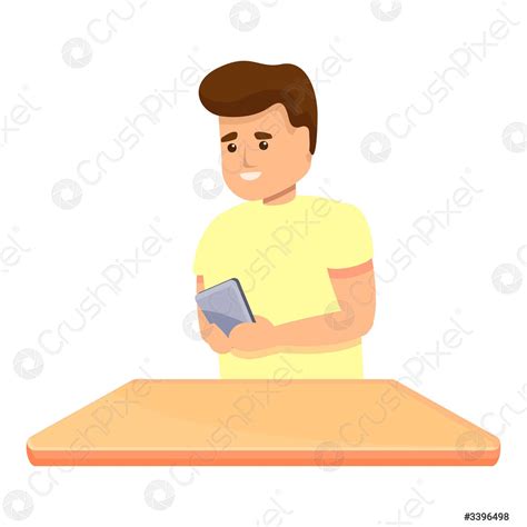 Boy Programming Smartphone Icon Cartoon Style Stock Vector 3396498