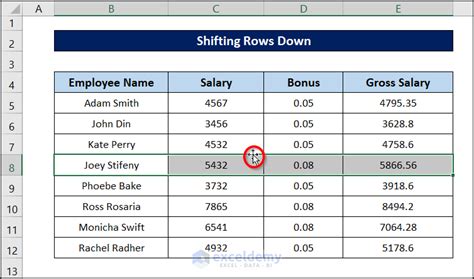 How To Shift Cells Down In Excel 5 Easy Methods Exceldemy
