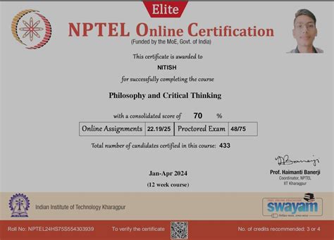 nitish chaudhary on linkedin nptel achievement hardwork