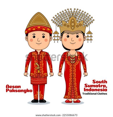 Couple Wearing Palembang South Sumatra Traditional Stock Vector Royalty Free 2255086673