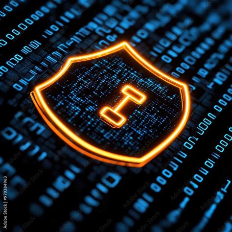Glowing Shield Symbol Embedded In A Matrix Of Binary Code Illustrating Protection Against
