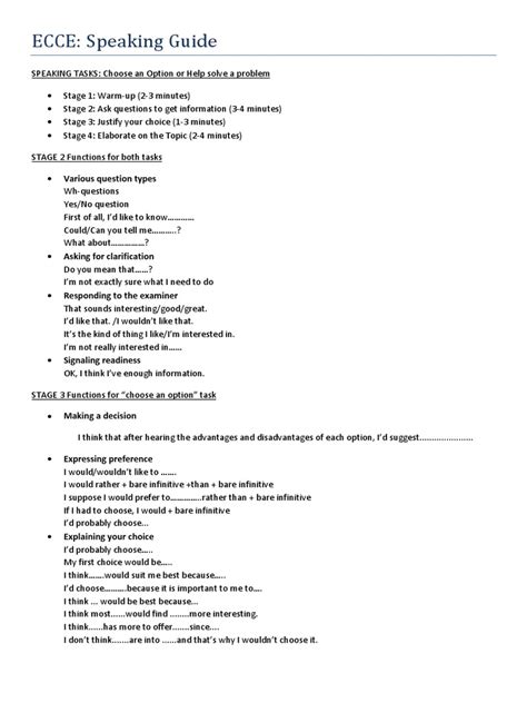 Ecce Speaking Advice Opinion Question