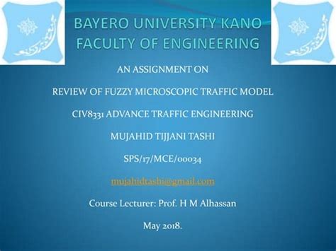 Fuzzy Microscopic Traffic Flow Model Ppt