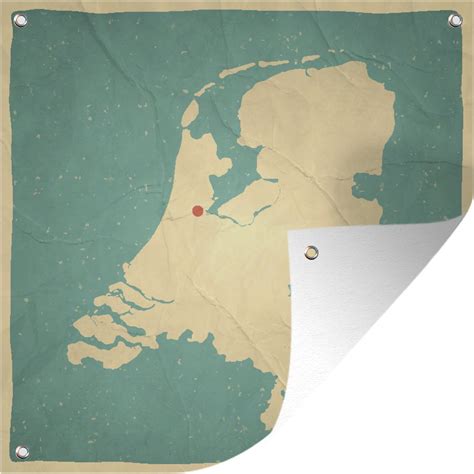 Tuinposters Tekening Van Nederland Azuurblauwe Achtergrond 50x50 Cm