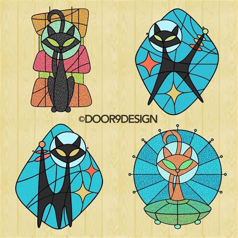 4 Patterns Atomic Cat Patterns For Stained Glass Mcm Stained Glass