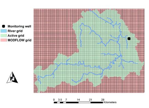 Modflow Grid With The Location Of Groundwater Monitoring Well In The