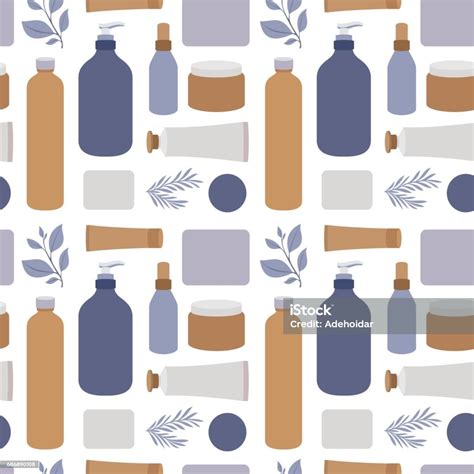 골드와 블루 화장품 완벽 한 패턴입니다 아름다움 배경입니다 벡터 일러스트 레이 션 개인 장식품에 대한 스톡 벡터 아트 및 기타 이미지 개인 장식품 개체 그룹 건강