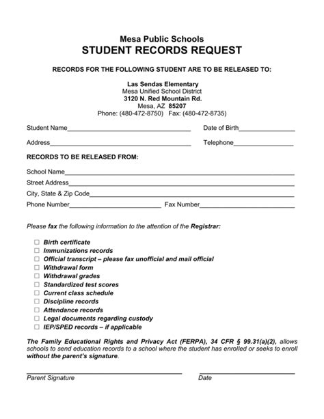 Public Records Request Template