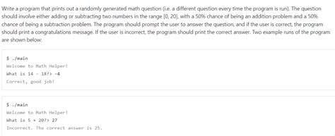 Solved Write A Program That Prints Out A Randomly Generated Chegg