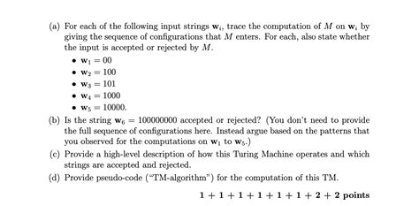 Solved Questions Question Turing Machine Computation Chegg