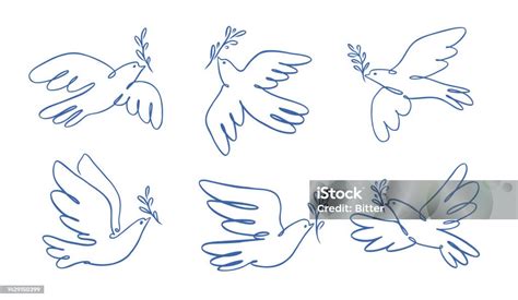 올리브 가지 상징으로 평화 비둘기 단순한 선형 스타일의 평화와 자유의 새 상징 낙서 벡터 일러스트 레이 션 비둘기에 대한 스톡 벡터 아트 및 기타 이미지 Istock