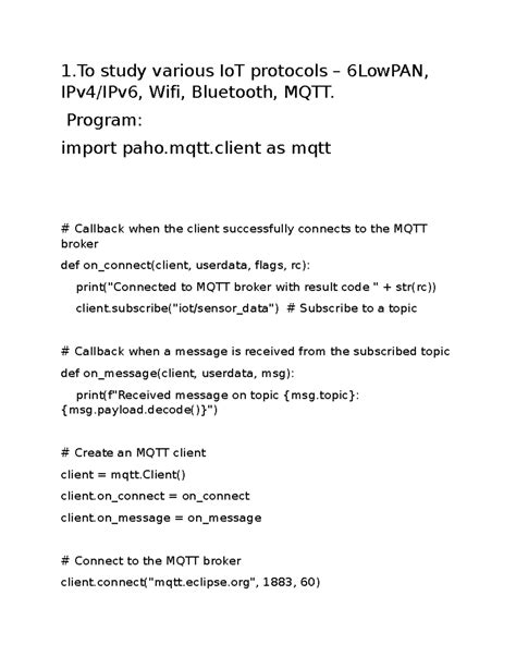 Iot Lab IOT Lab Material For Anna University Babes Study Various IoT Protocols