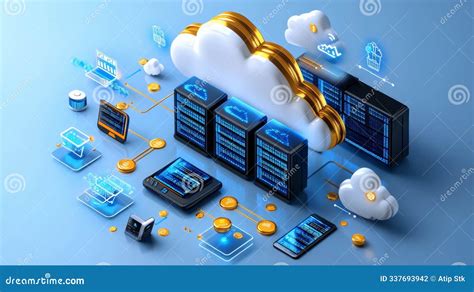Cloud Computing Data Center Servers Network Technology Concept Stock Illustration Illustration