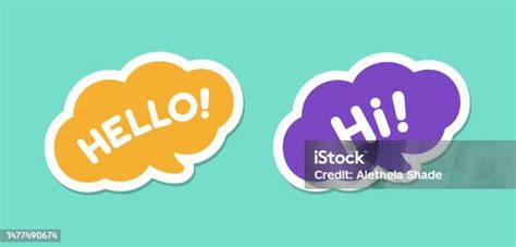 귀여운 안녕하세요 인사말 말풍선 아이콘 세트 간단한 평면 벡터 그림입니다 구름에 대한 스톡 벡터 아트 및 기타 이미지 구름 귀여운 기포 Istock