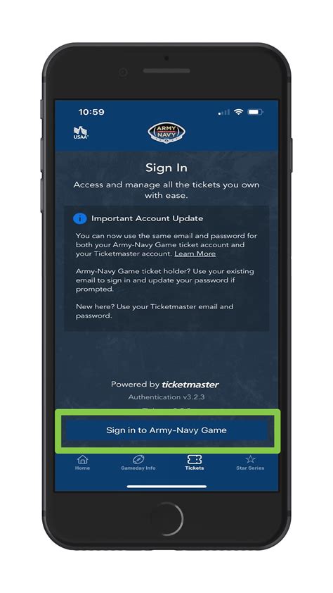 Mobile Ticketing Army Navy Game