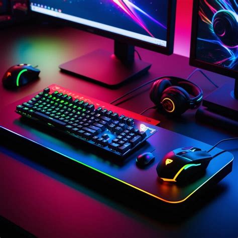 Highquality Rgb Gaming Setup Keyboard Mouse And Monitor In K Premium Ai Generated Image