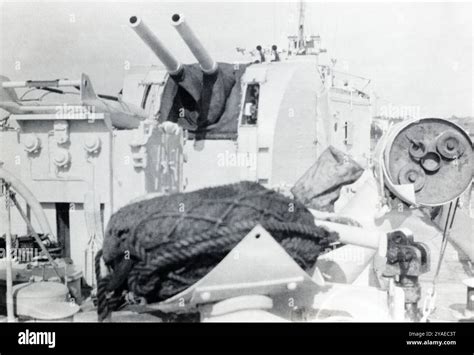4 Inch Naval Guns On The Stern Of A Royal Navy Hunt Class Destroyer