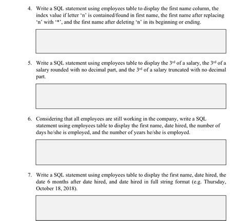 solved write a sql statement using employees table to