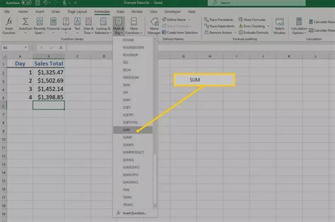 Excel Sum And Offset Formula
