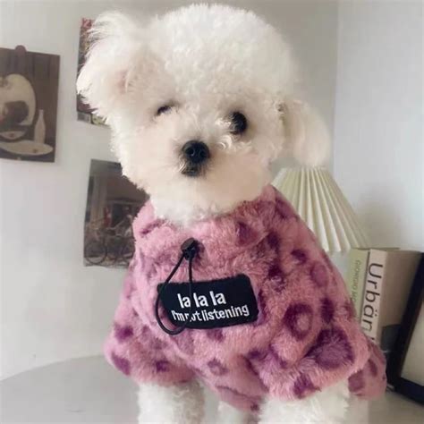 부드러운 표범 무늬 애완견 옷 겨울 옷 개용 코트 의상 치와와 불독 의류 패션 Aliexpress