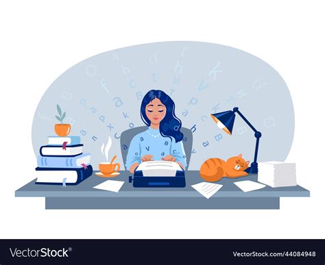 Girl Typing Royalty Free Vector Image Vectorstock