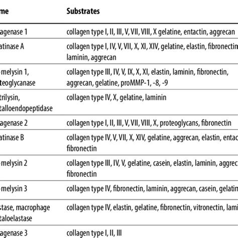 Matrix Metalloproteinases Their Substrates And Tissue Inhibitors [15 Download Scientific