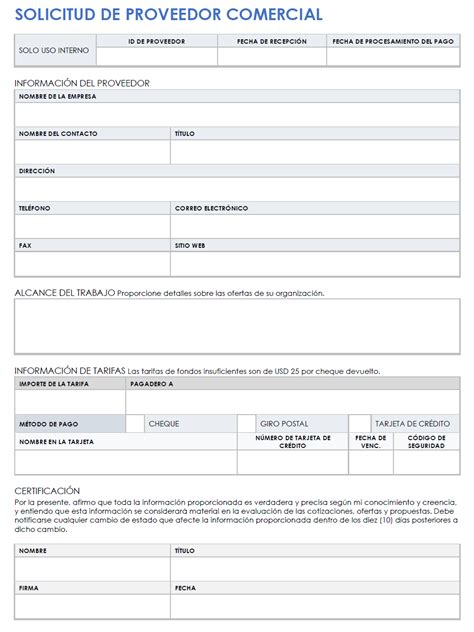 Formularios Y Plantillas Gratuitos De Solicitudes De Proveedores