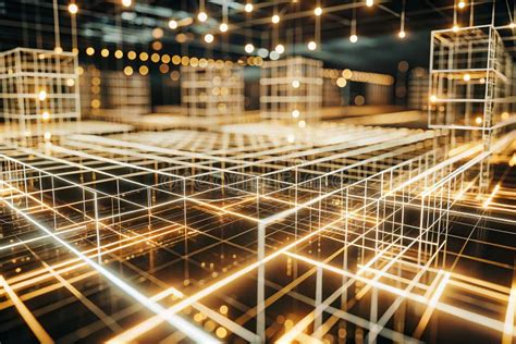 Abstract Urban Network Glowing Lines Futuristic Space City Lights Stock Illustration