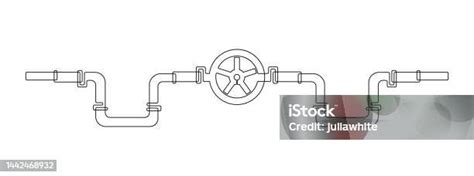대형 금속 파이프 가스 파이프 라인 또는 오일 파이프 라인 연속 선 그리기 벡터 일러스트 레이 션 배수관에 대한 스톡 벡터 아트